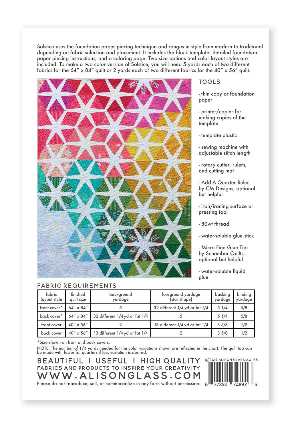 Alison Glass Solstice Quilt PATTERN ONLY- The Oz Material Girls Australia