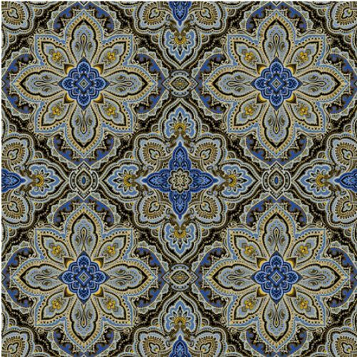 Blue Symphony Gold Metallic Highlights by Kanvas Studio for Benartex