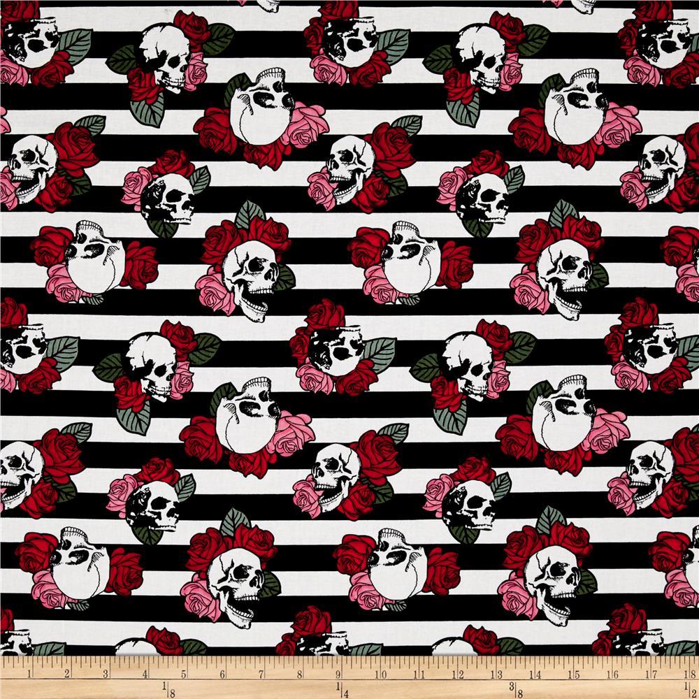 Punk Skulls fabric by Timeless Treasures features goth white skulls and ...
