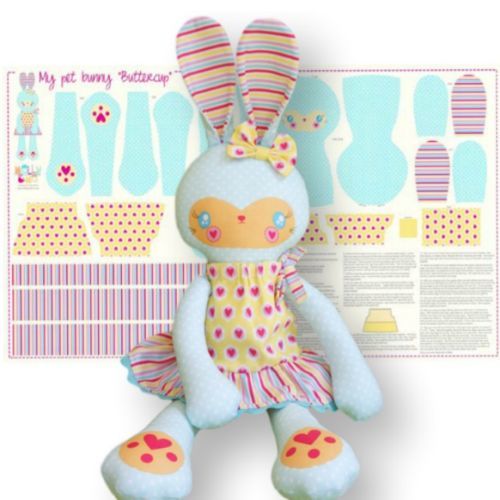 My Pet Bunny Buttercup by Melly and Me softie panel with instructions