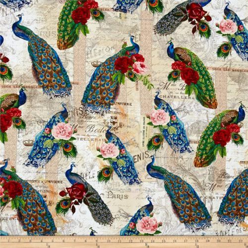 Baroque peacocks quilt fabric by Four Seasons
