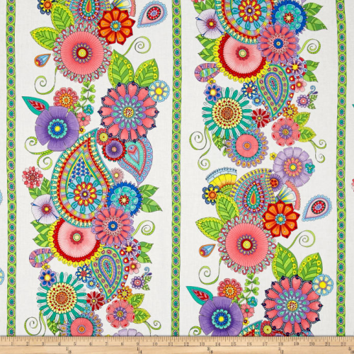 Night Bright fabric by Wilmington features multicoloured flowers and ...