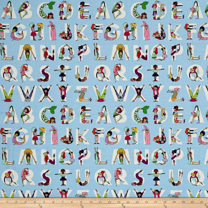 Watch ABC fabric by Alexander Henry features the alphabet with kids