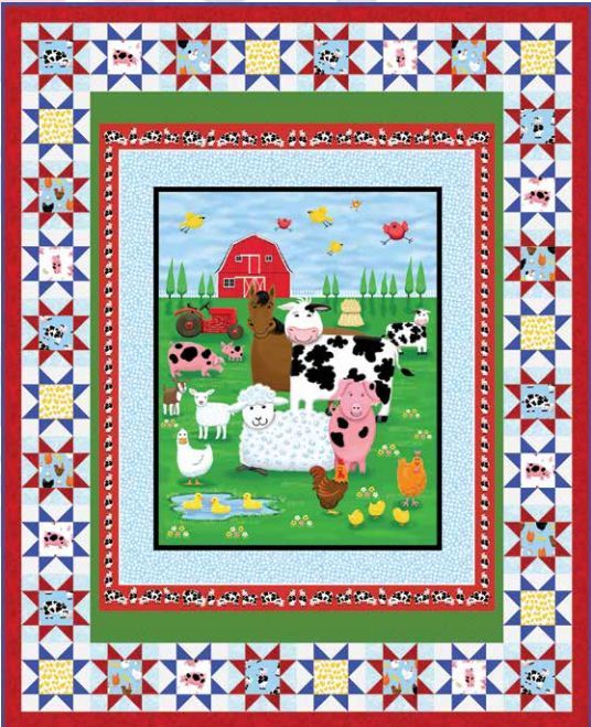 Farm Life novelty quilt fabric by Kate Mawdsley for Henry Glass Quilt Kit