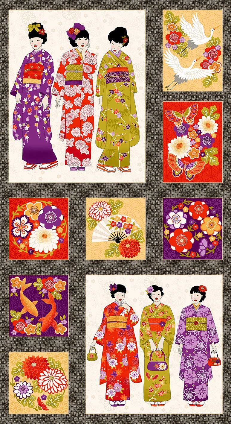 Kimono Oriental Japanese Quilting Fabric by Makower - The Oz Material ...